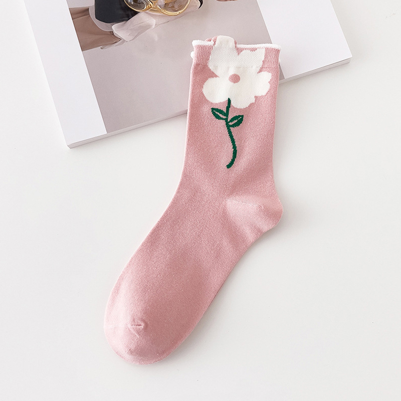 1 Pair Women Socks Cartoon Flower Candy Color Harajuku Breathable ...