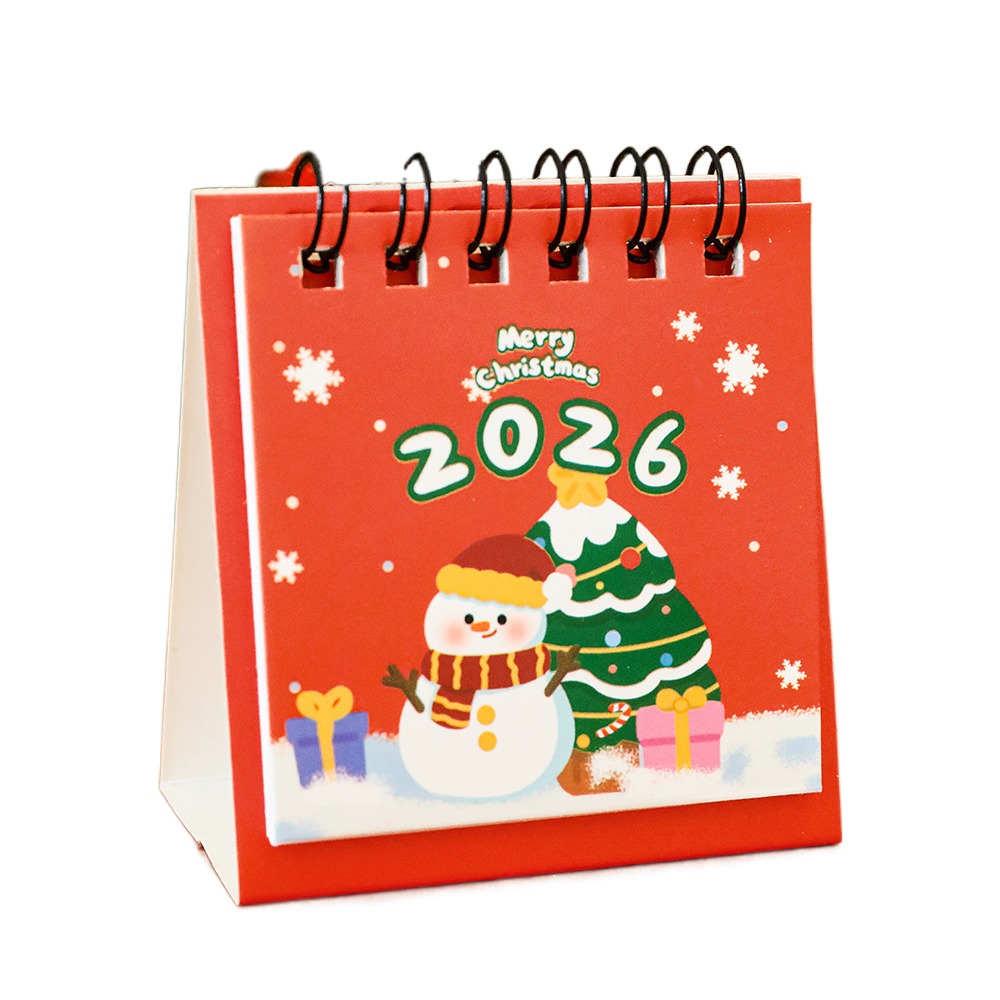 Simple Christmas 2026 Desk Calendar Coil Binding Cartoon Desktop ...