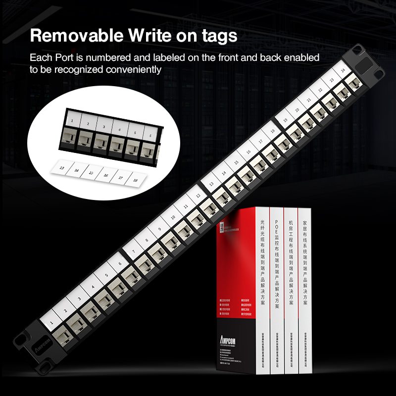 AMPCOM Patch Panel,24 Port Patch Panel Pass Through,RJ45 Shield ...
