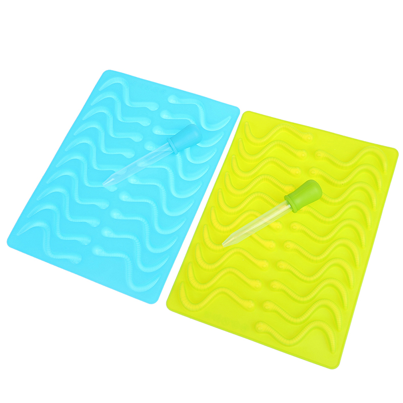 20 Cavity Silicone Gummy Snake Worms Chocolate Mold Sugar Candy Jelly ...