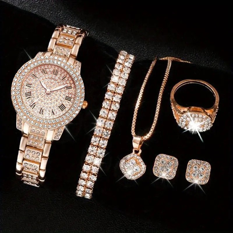 【Hottest Trends】Stylish Women's Watch Set - 5-Piece Diamond-Embedded ...