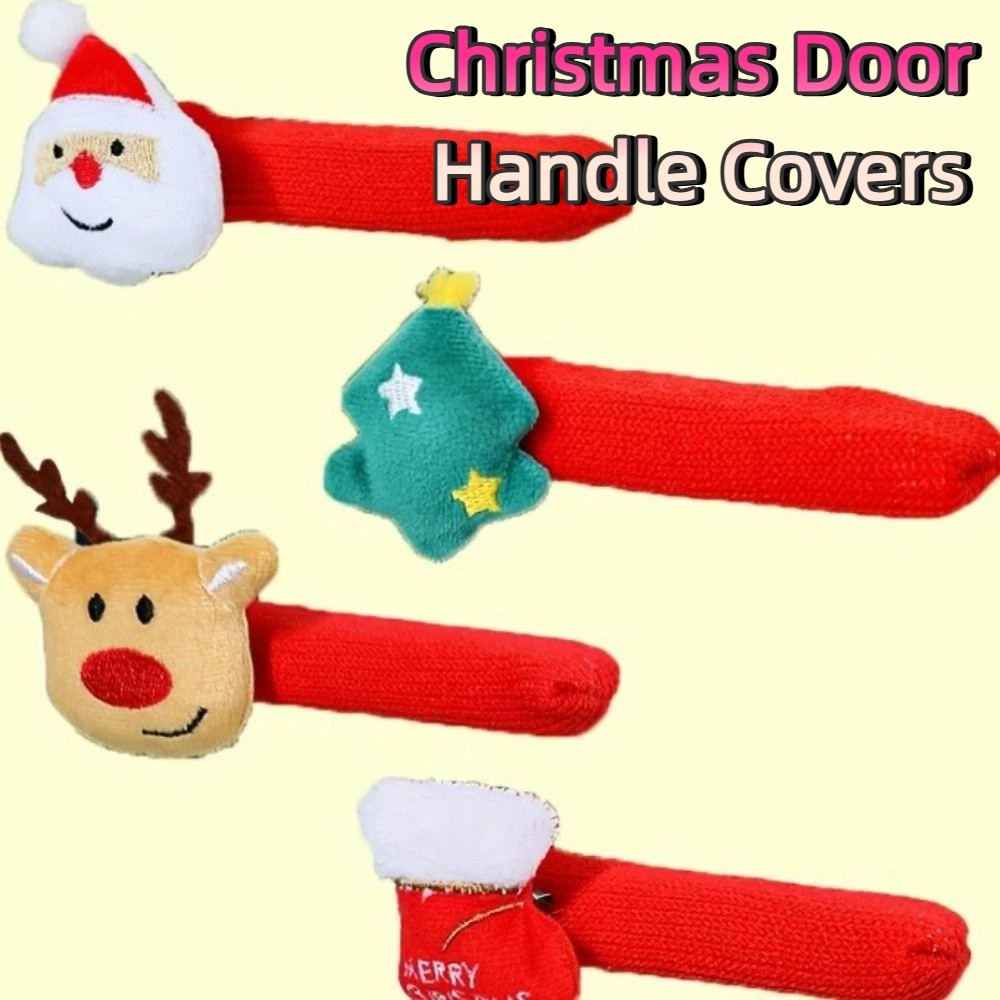 Home Accessories Cartoon Christmas Door Handle Covers Soft Anti ...