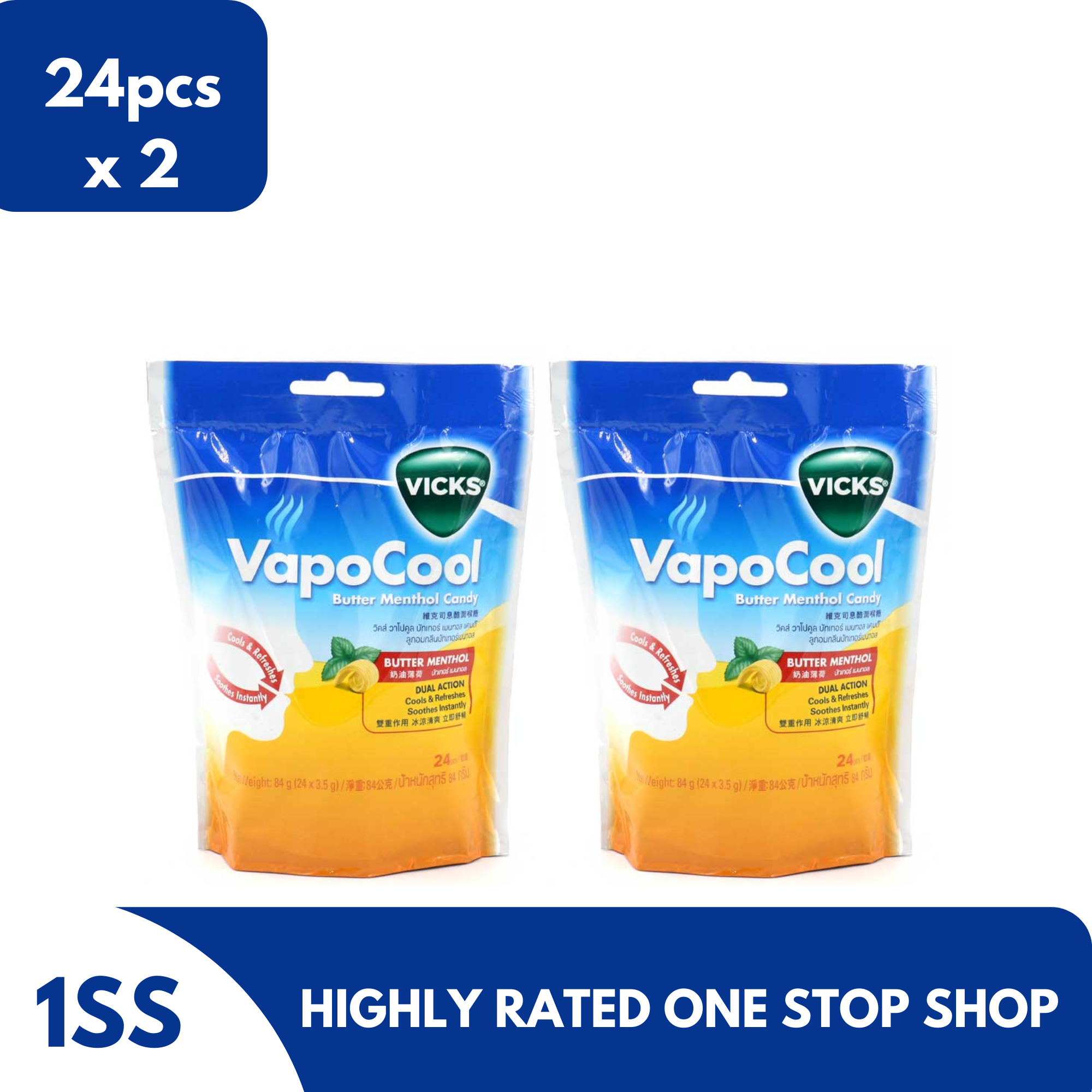 Vicks Vapocool Butter Menthol Candy, 24pcs set of 2 | Lazada PH