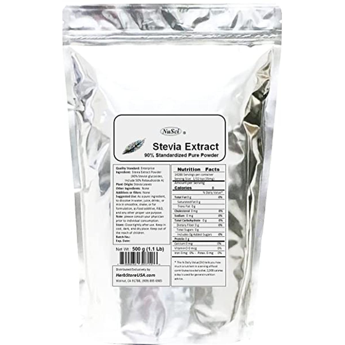 NuSci Stevia Extract Powder Standardized 90% total steviol glycosides ...