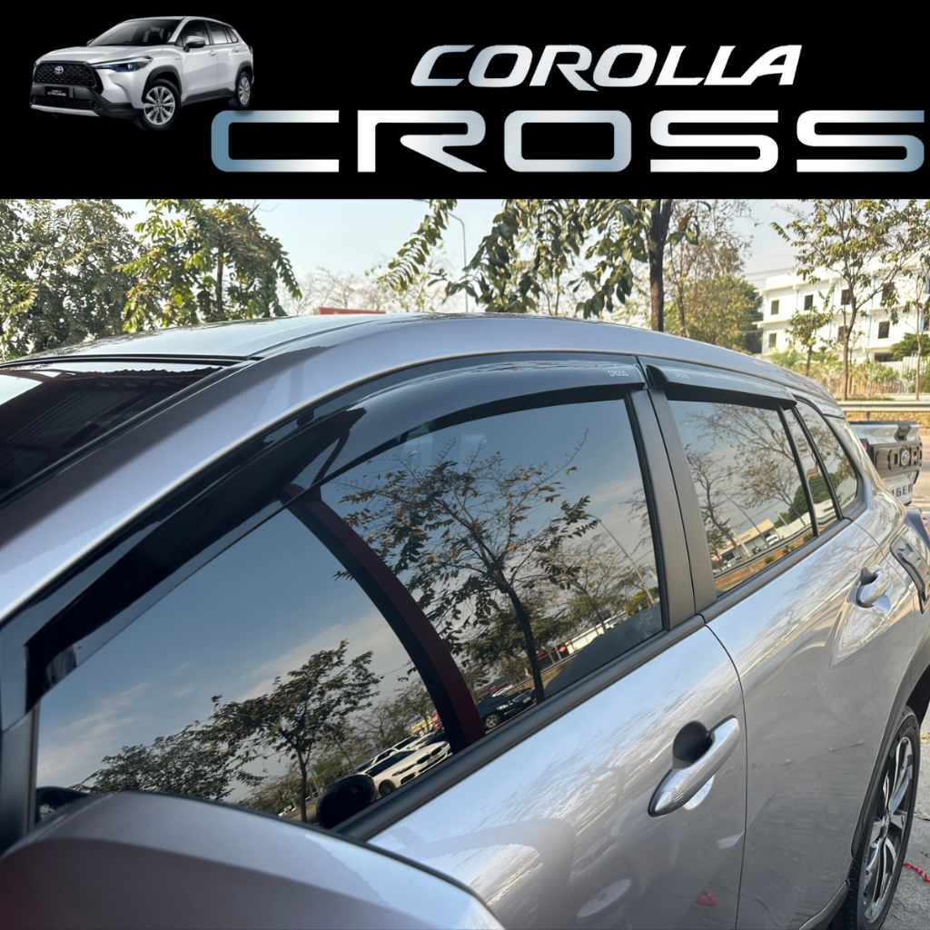 กันสาด สีดำเข้ม อะคริลิคแท้ โตโยต้า คอส Toyota Collora Cross 2020-2025 ...