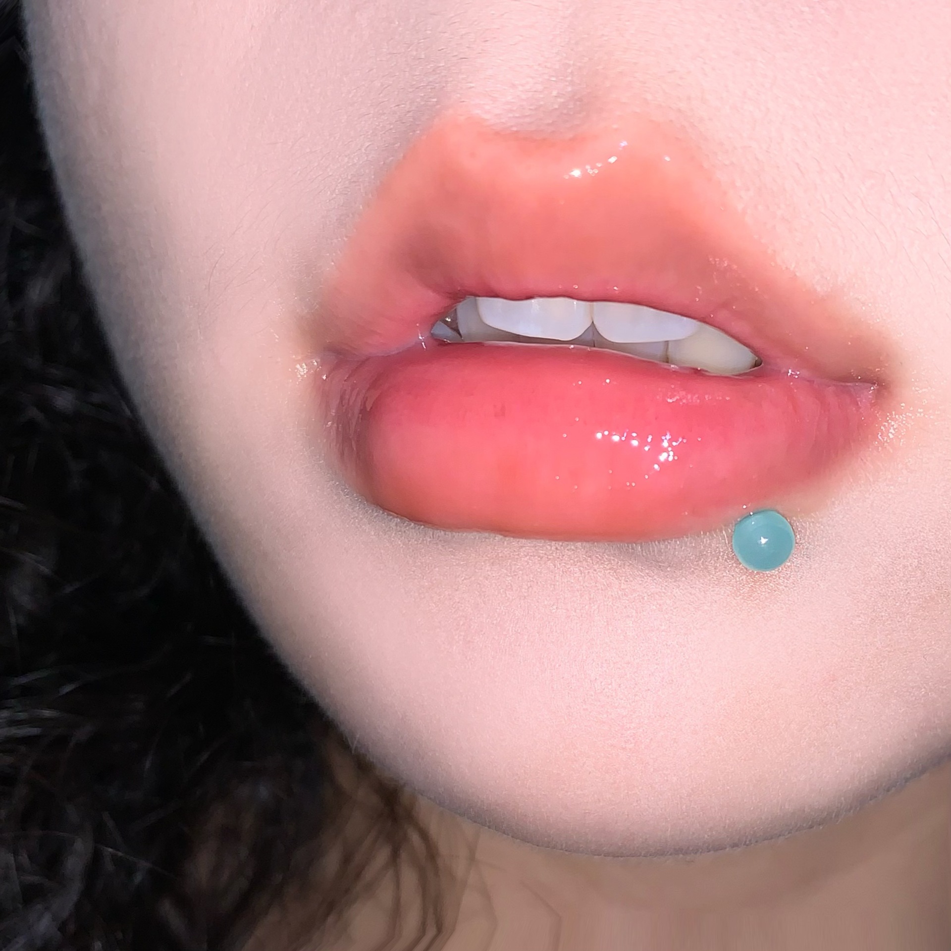 Mint green steel titanium lip nail summer limited acrylic ball straight ...