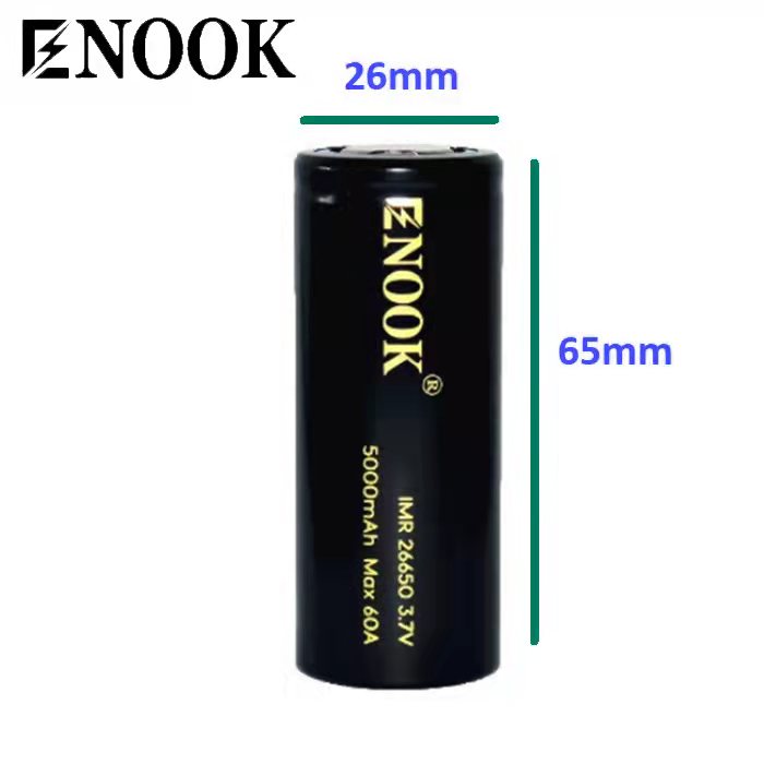 Enook Battery 26650 5000mAh 60A Black Rechargeable Battery 3.7v Lithium ...