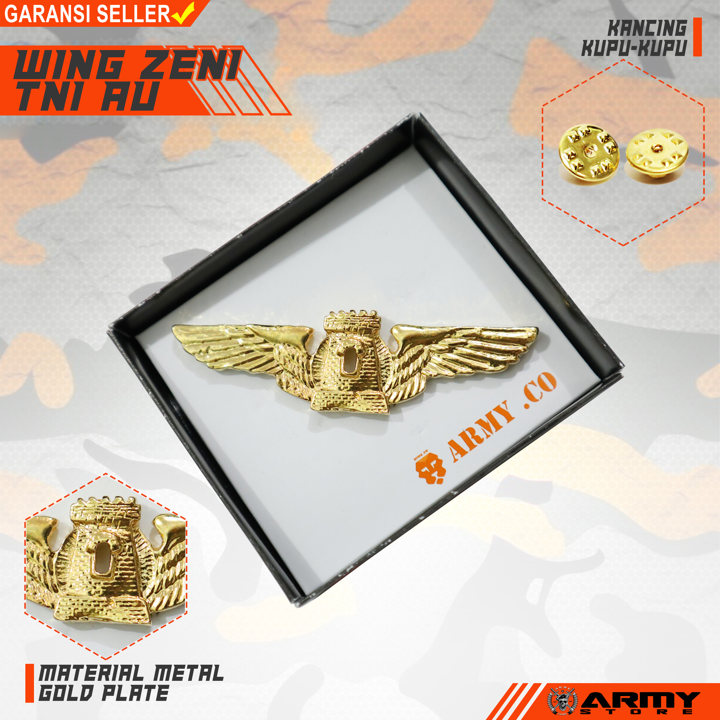 Pin wing Zeni TNI AU | Lazada Indonesia