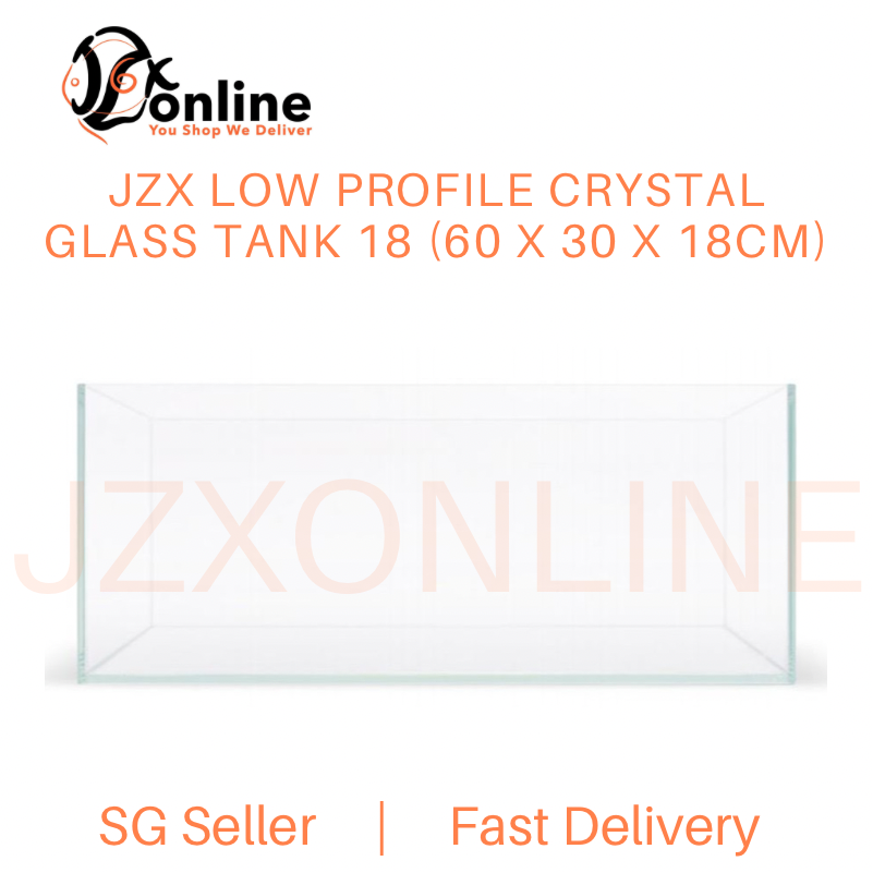 JZX Low Profile Crystal Glass Tank 18 With Cover - 6mm (60 X 30 X 18CM ...