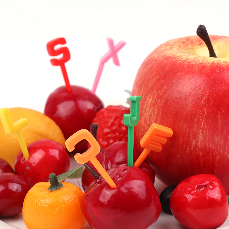 26Pcs Mini Cartoon Toothpick Fruit Forks 26 Letters For Bento Box Lunch ...