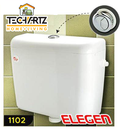 TECHPLAS 1102 Elegen Single Flush Round Push Button Plastic Cistern ...
