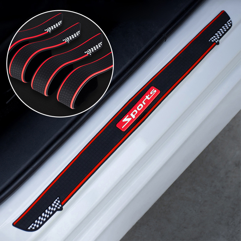 NEW 【Special offer】4PCS Universal Car Door Sill Protector Black Rubber ...