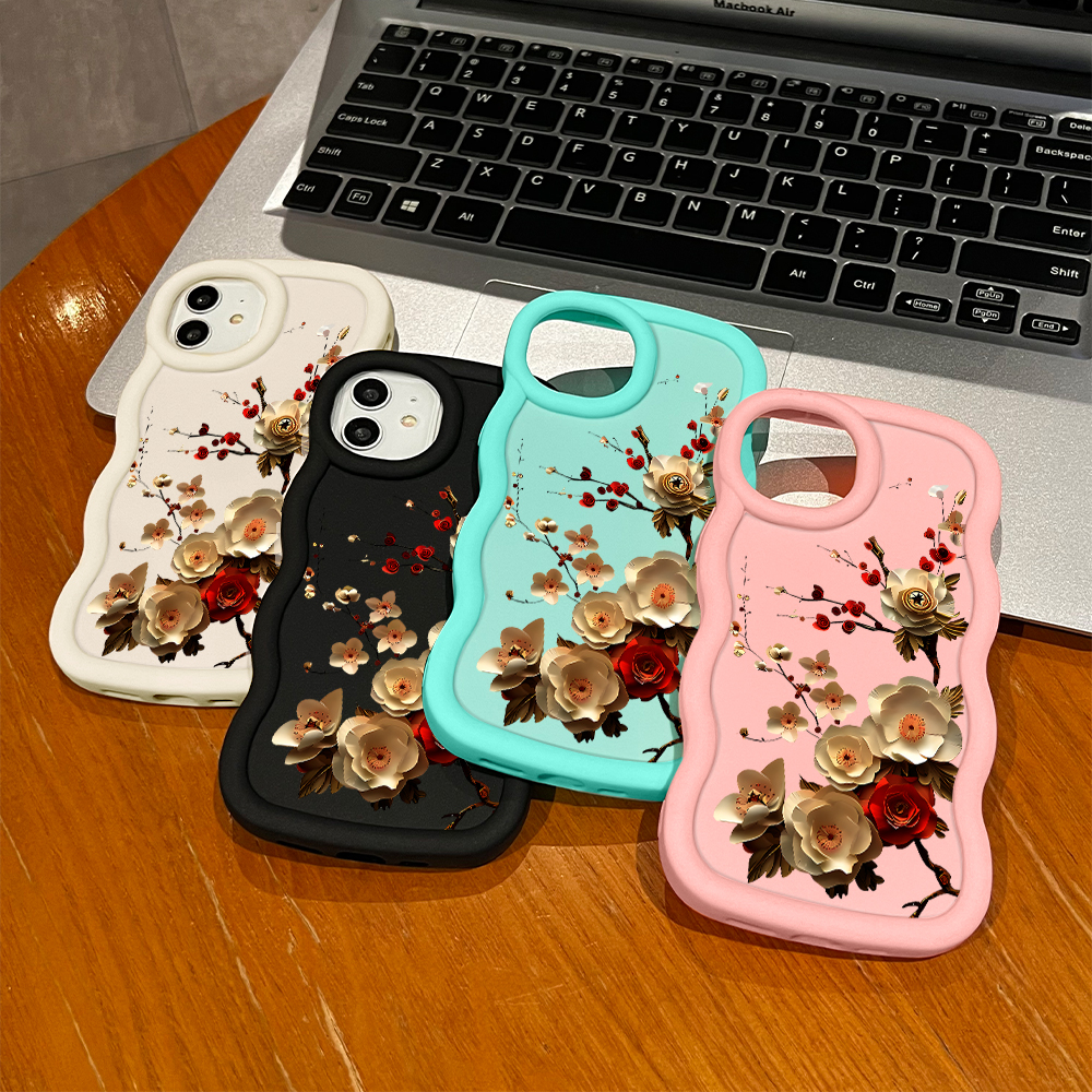 FELMYST for Vivo Y28 4G Back Cover Big Wave Edge Soft Silicone Flowers ...