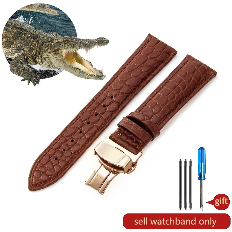 1 Genuine Leather N Crocodile Skin Watch Strap Men Women Butterfly ...