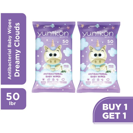 Yunikon Antibacterial Baby Wipes 50s BUY1GET1 | Lazada Indonesia