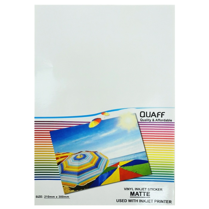quaff transparent & matte white vinyl inkjet printable sticker A4 size ...