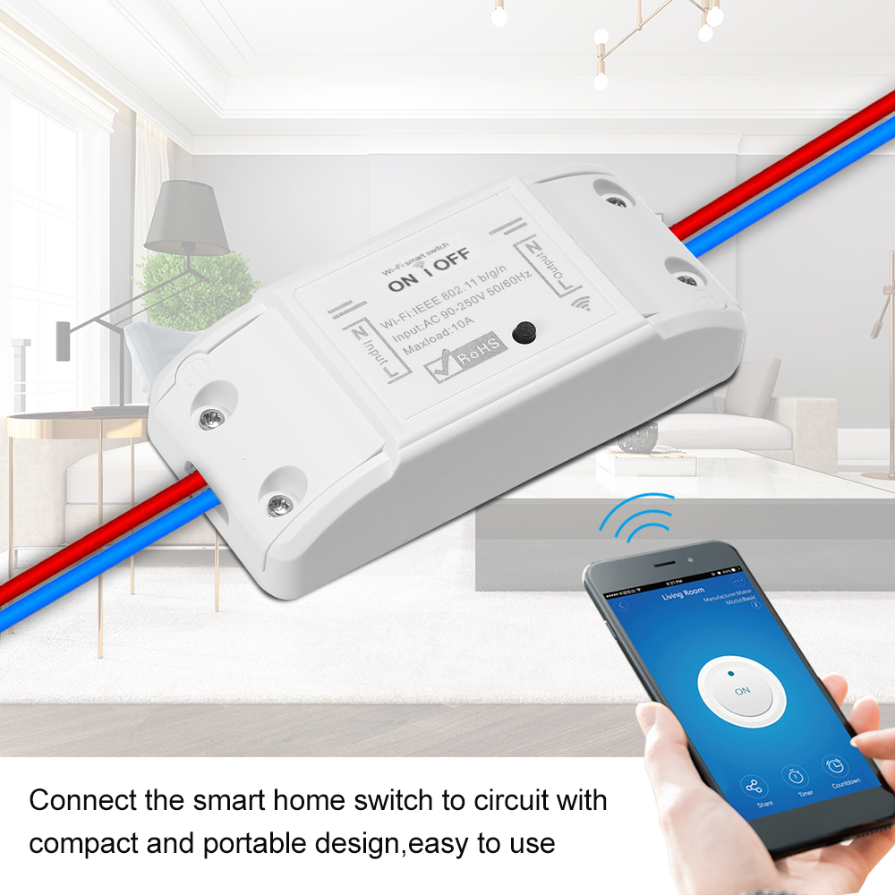 Tuya WiFi Smart Switch 10A/2200W Wireless Remote Switch Timer APP ...