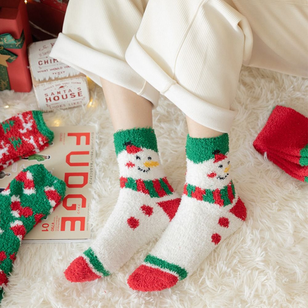Funny Warm Soft Stripe Cold-proof Elk Santa Claus Heart Winter Socks ...