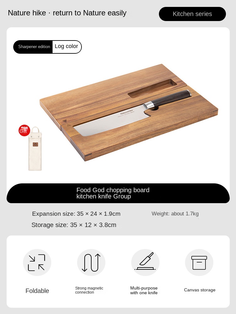 Naturehike Outdoor Kitchen Portable Knife Chopping Board Set Magnetic ...