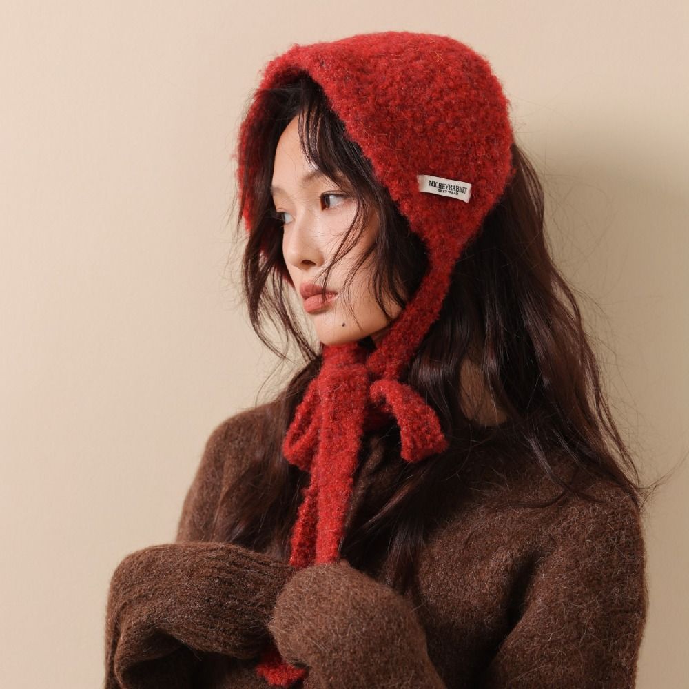 Comfortable Windproof Winter Lace UpEarmuffs Foldable Wool Women Plush ...