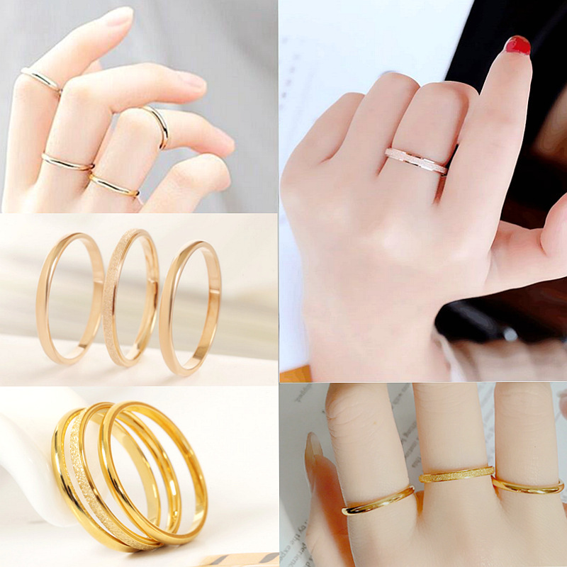ing trend three generation three titanium steel ring female niche ...