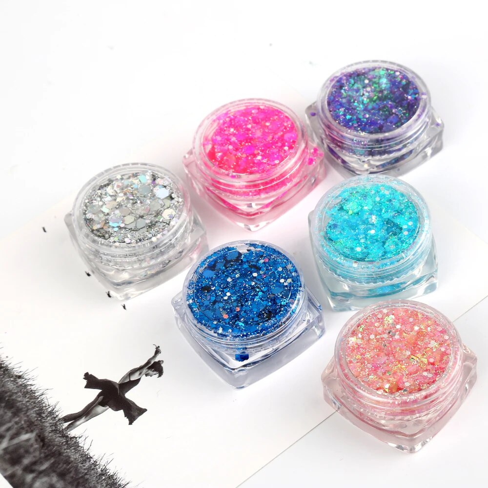 1/3PCS Professional Mermaid Sequins Gel Eye Shadow Holographic Glitter ...