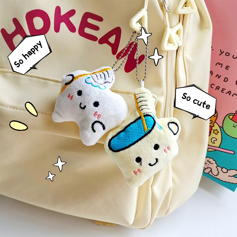 Funny Toilet Plush Keychain Cartoon Teeth Paper Roll Poop Stuffed Doll ...