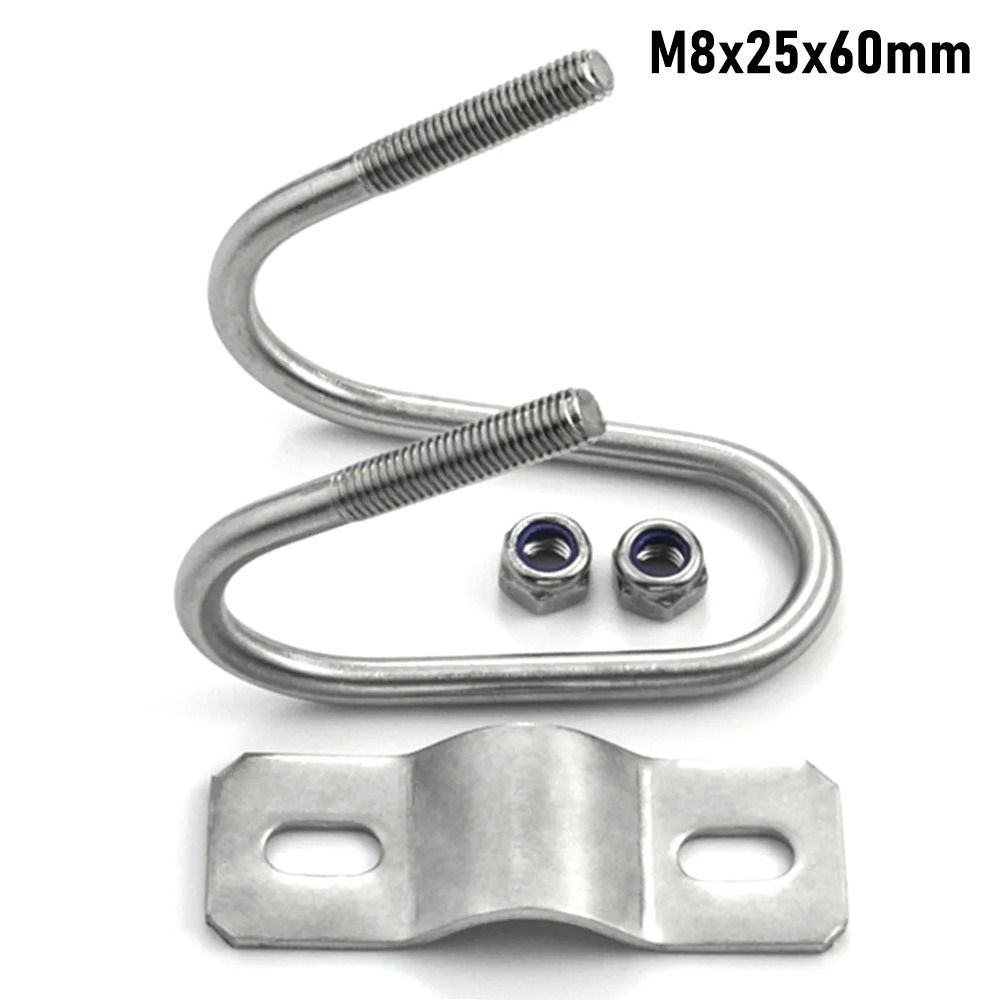 BUSH 1Pcs Cross Clamp U Bolt Steel Connector Double U-Cross Tube Pipe ...