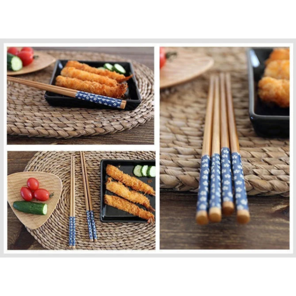 5 Pairs of Bamboo Chopsticks - Traditional Cutlery Set for Asian ...