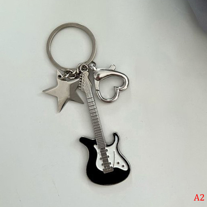 Y2k Guitar Love Heart Star Key Chain for Women Sweet Cool Trend Fashion ...