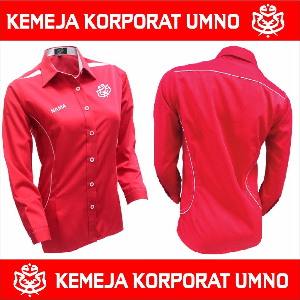 Baju Kemeja Korporat UMNO Lengan Panjang Warna Merah (LOGO UMNO) FC916A ...