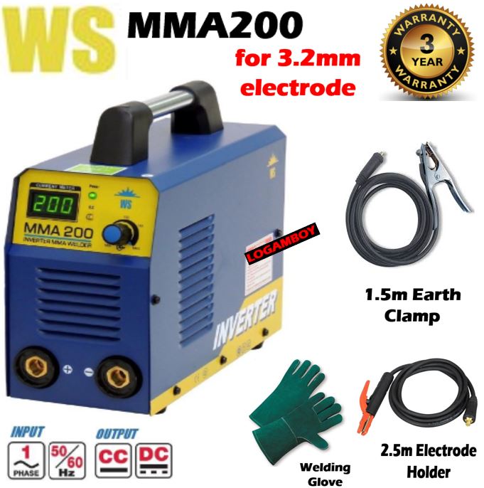MMA WELDING MACHINE SET WS MMA200 AUSTCORP 3.2MM ELECTRODE WELDING ROD ...