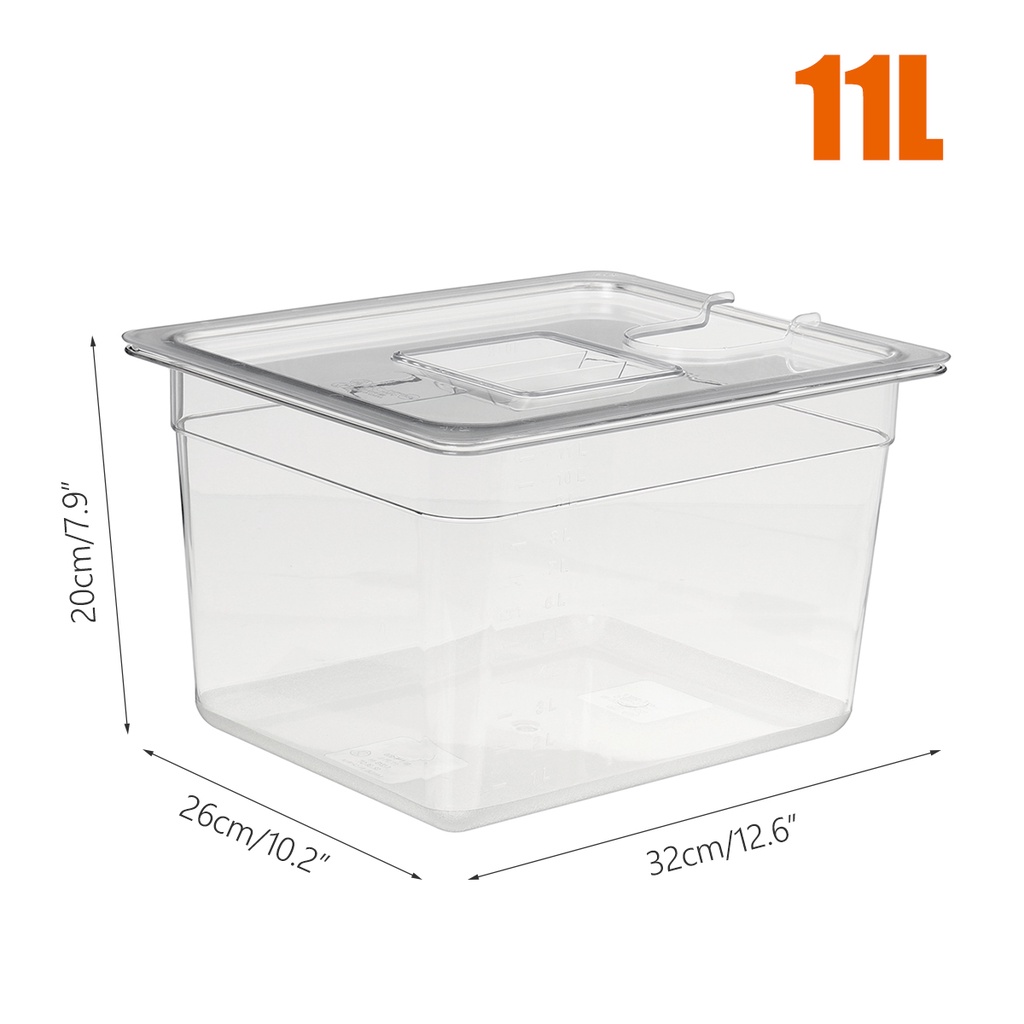 11L Sous Vide Container with Lid 11 Liter Water Tank Bath for ...