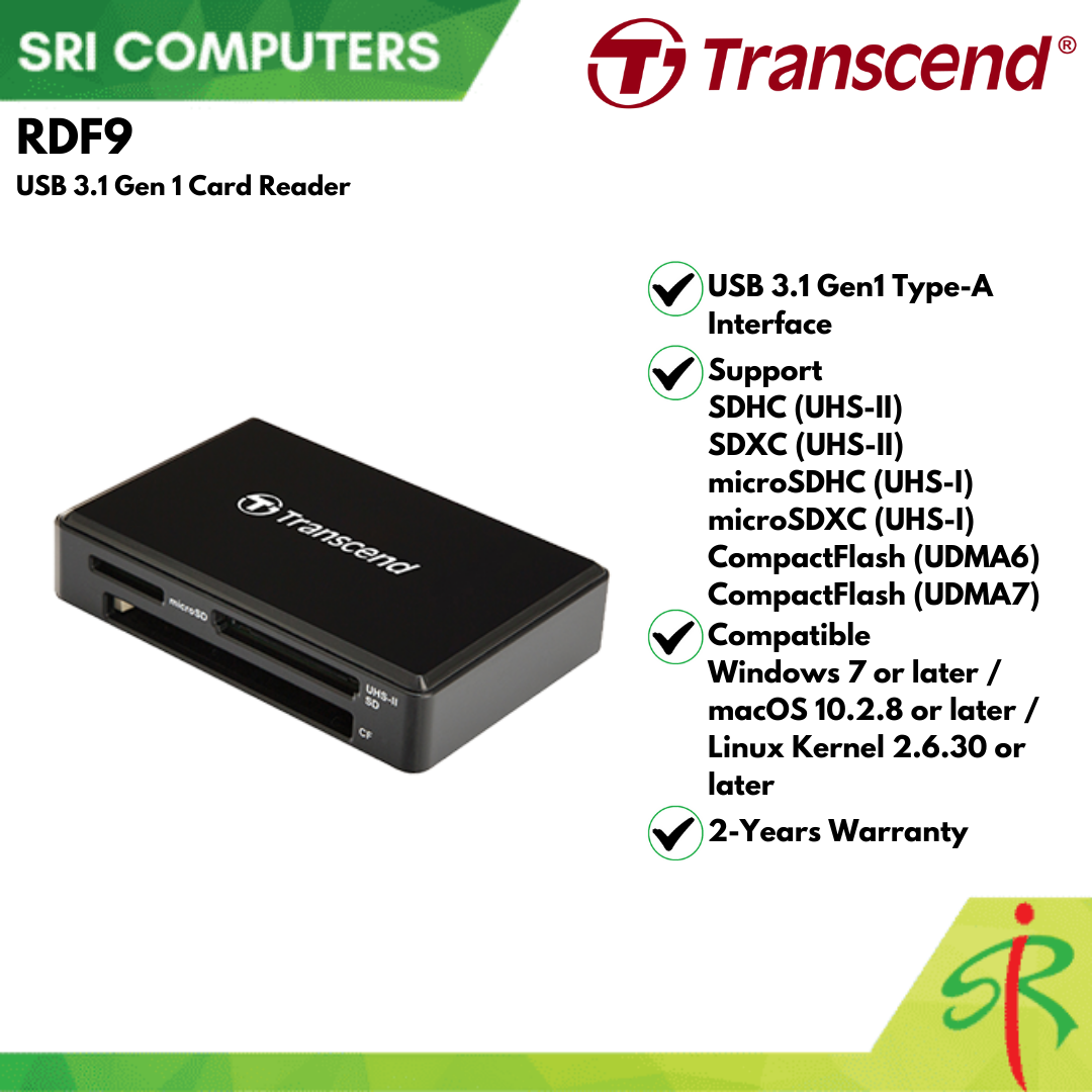 Transcend RDF9 USB 3.1 Gen 1 Card Reader (2-YEARS WARRANTY) | Lazada