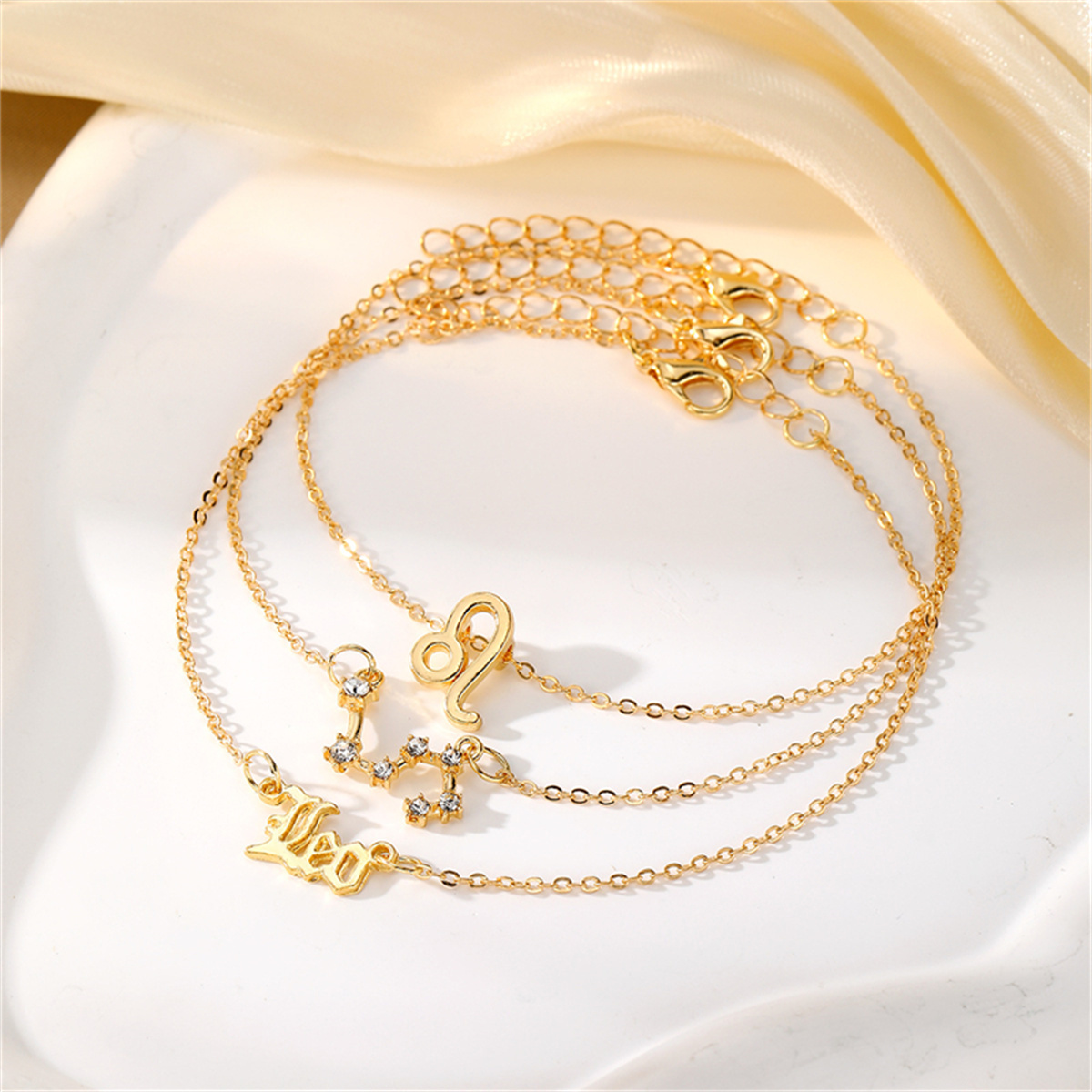 3Pcs/Set 12 Constellation Anklets For Women Gold Color Zodiac Signs ...