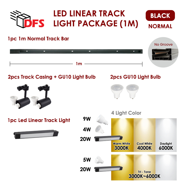 DFS LED LIGHT LED Linear Track Light 1pc with Track Light 2 pcs 1m ...