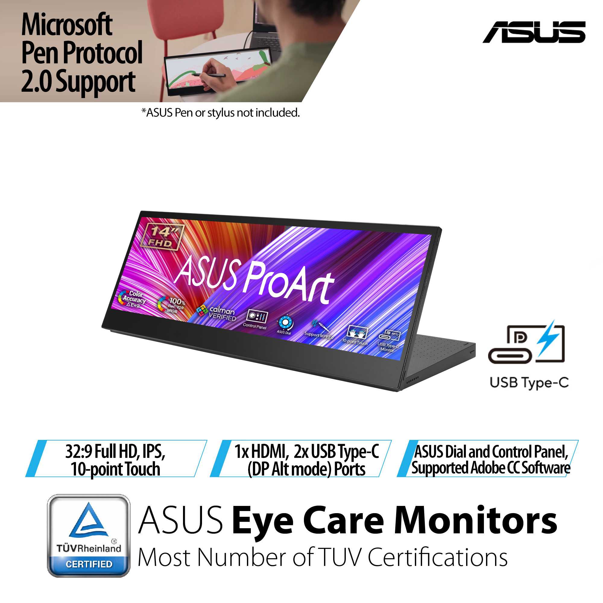 ASUS ProArt Display PA147CDV Creative Tool – 14-inch, 32:9, IPS, Full ...
