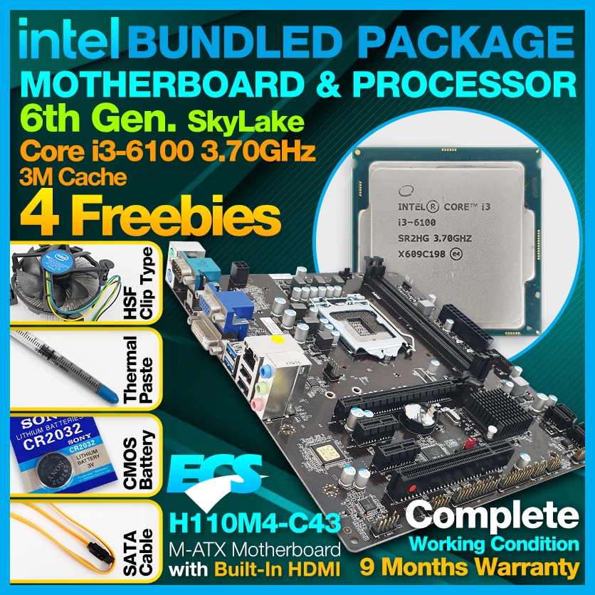 Intel Processor & Motherboard Bundle Package - 2nd, 3rd, 4th, 6th Gen ...