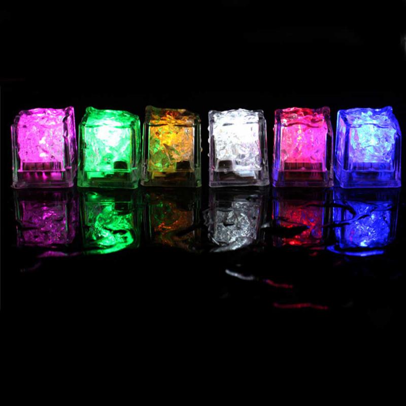 Waterproof Led Ice Cube Multi Color Flashing Glow Dark Up Luminous Ice ...