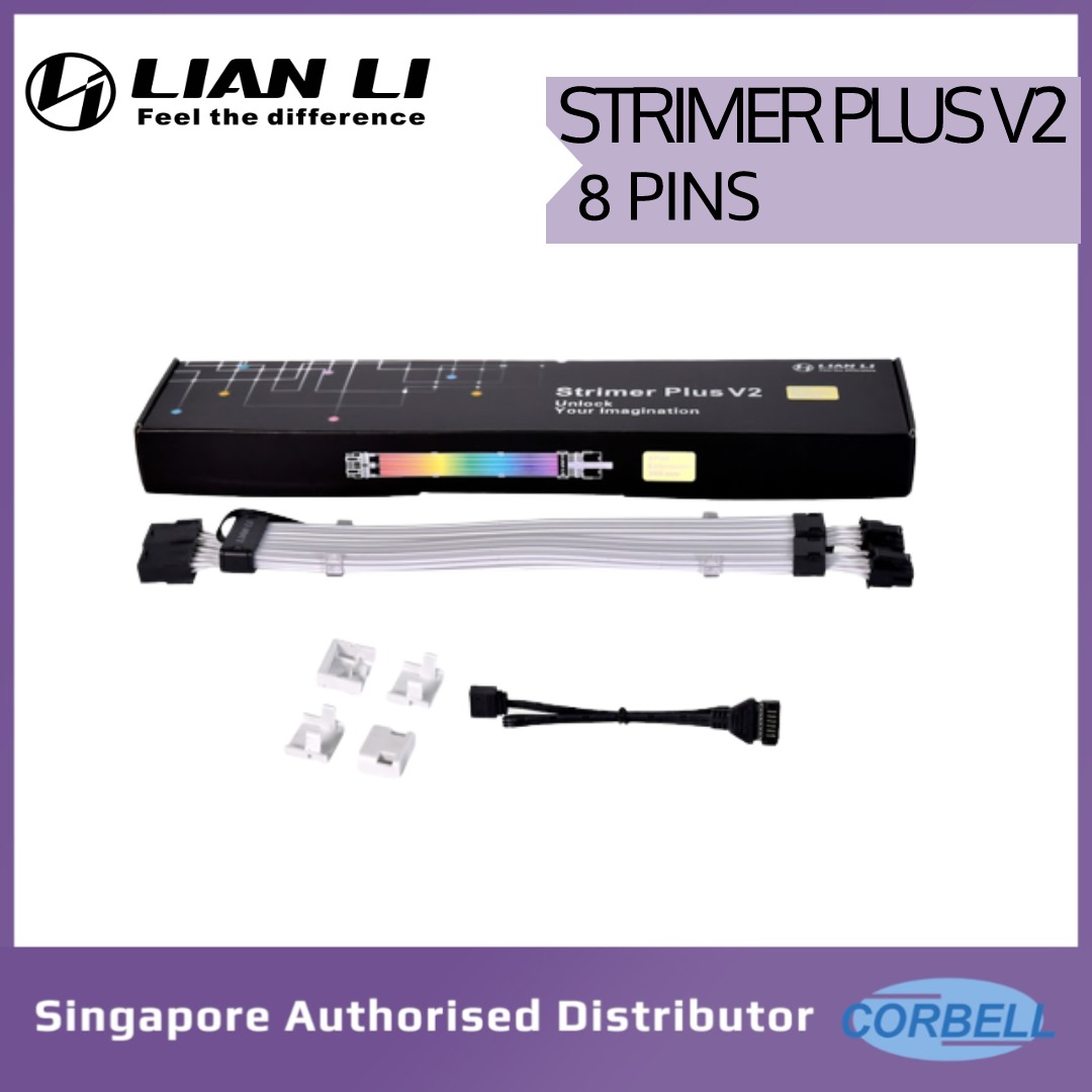LIAN LI STRIMER PLUS V2 RGB EXTENSION CABLE MOTHERBOARD 24-PIN, GPU DUAL 8-PIN, GPU TRIPLE 8-PIN ...