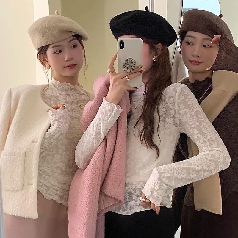 Gentle Sweet Half-high Collar Lace Bottoming Shirt Autumn Inner Wear ...