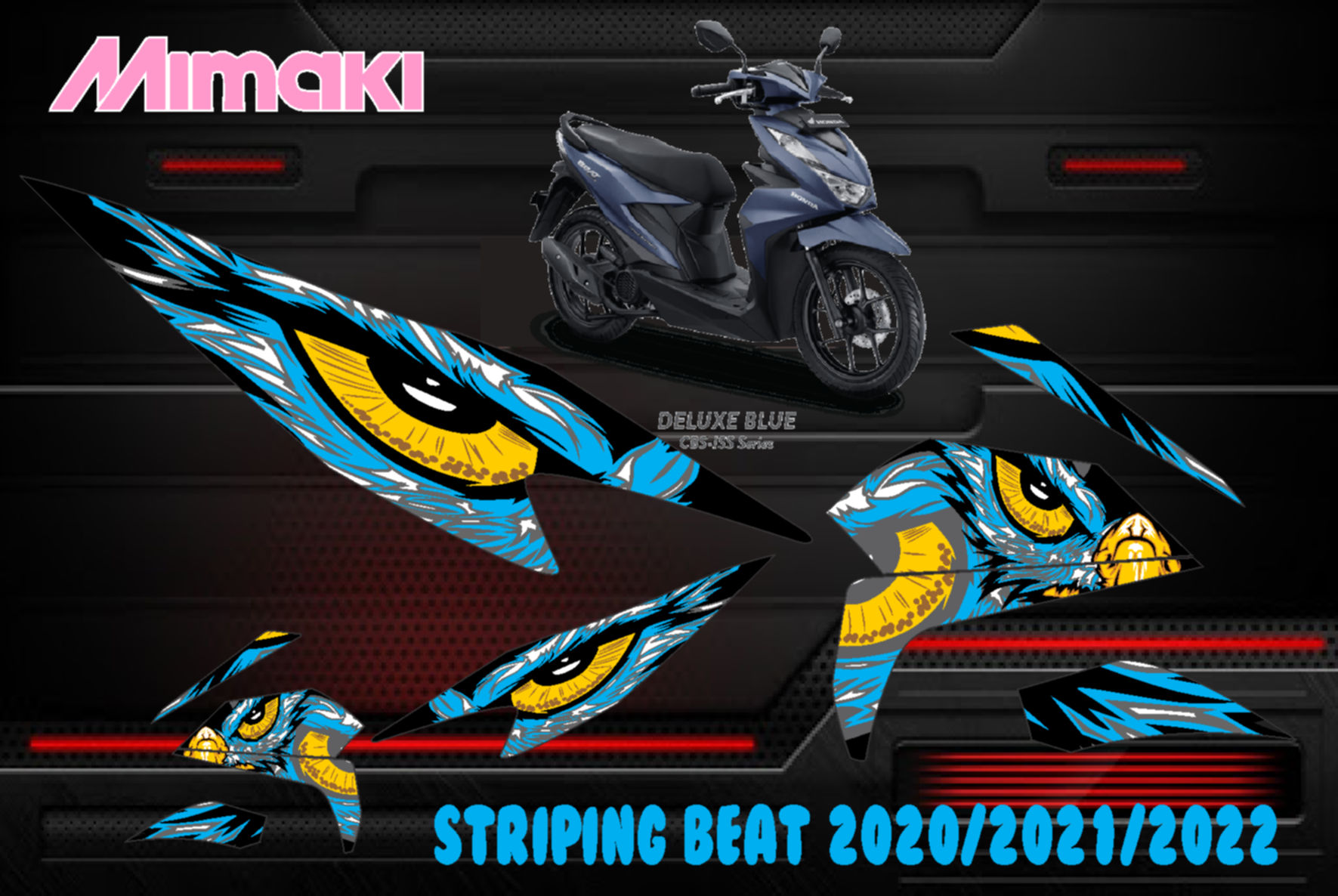 STICKER STRIPING MOTIF MATA ELANG KEREN HONDA BEAT 2020 2021 2022 BAHAN ...