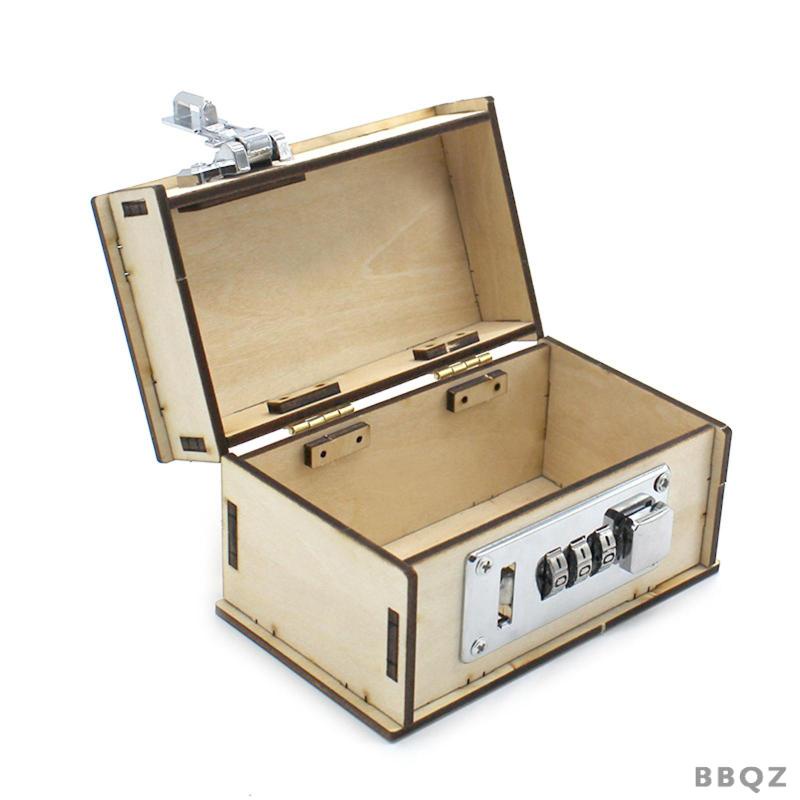 WA35N 【Bbqz1】 Saving Lock Money Box Wooden DIY Password Box for ...