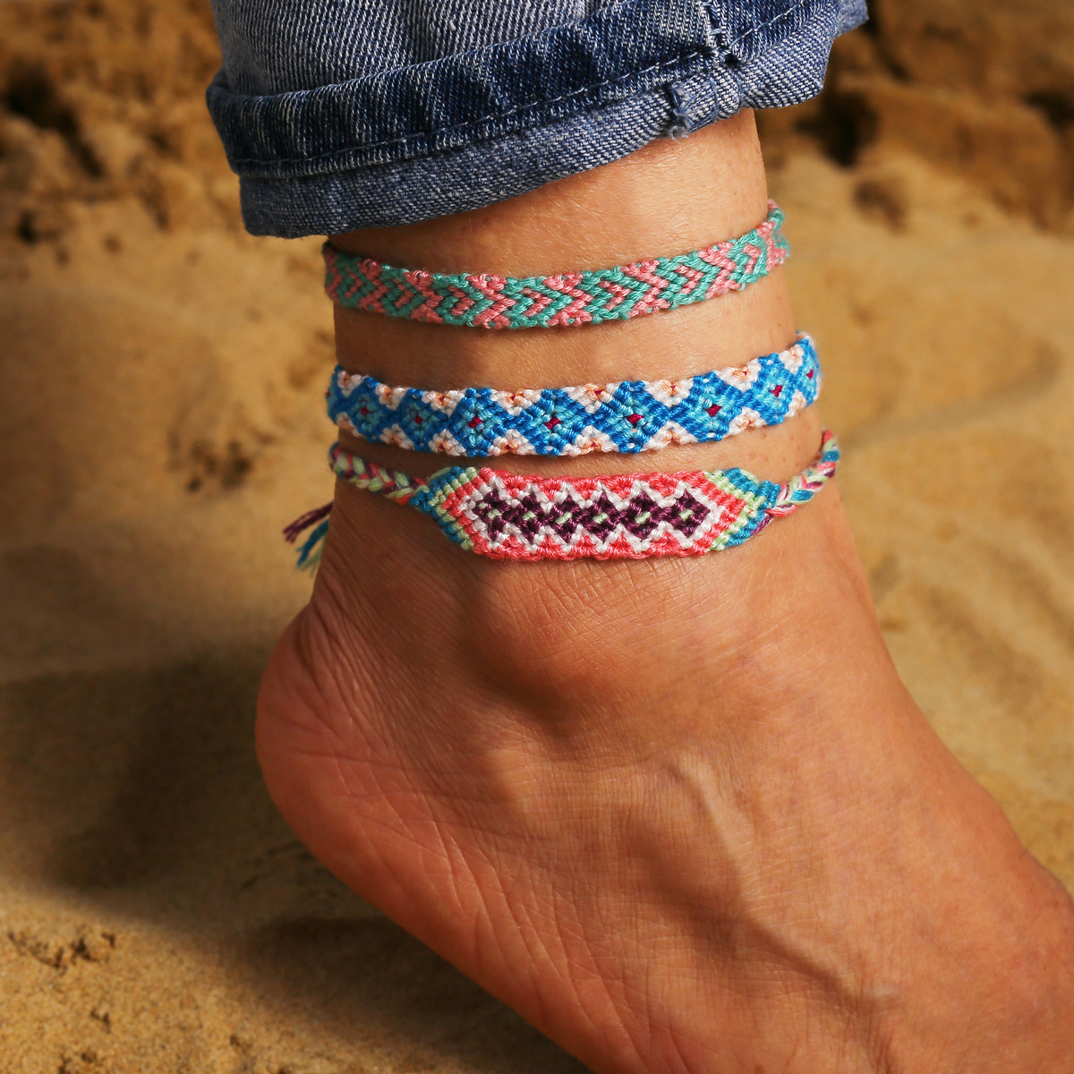 【ChicAbode】Rainbery Summer Bohemia Anklets Colorful Beach Charm Rope ...
