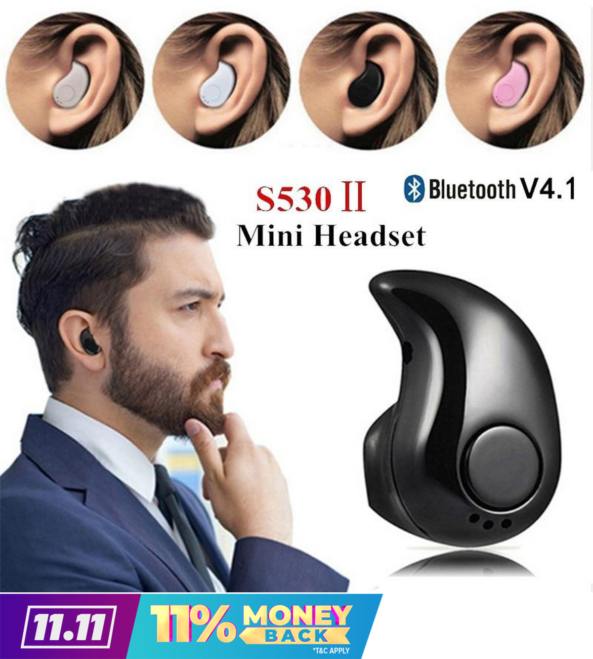 Mini Invisible Ultra Bluetooth Mini Bluetooth Wireless Stereo Headset ...