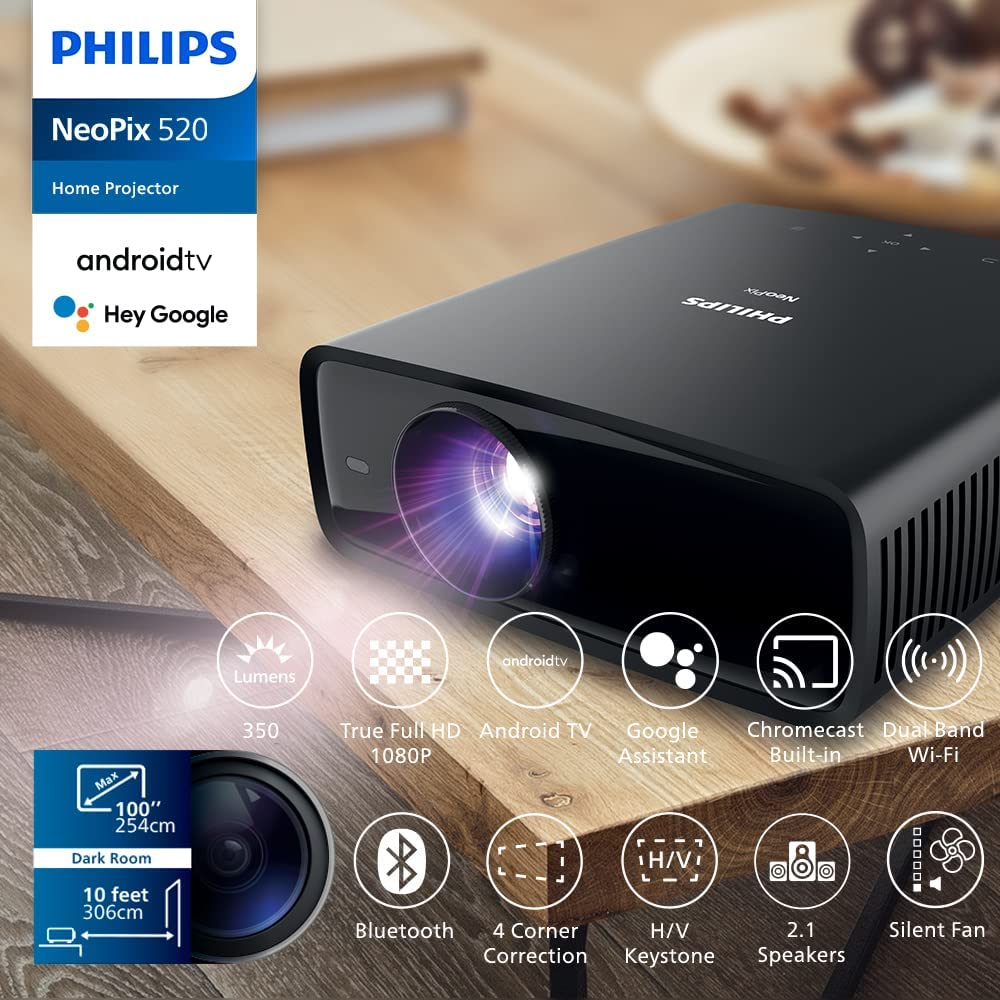 Philips NeoPix 520, True Full HD projector with built-in Android TV ...