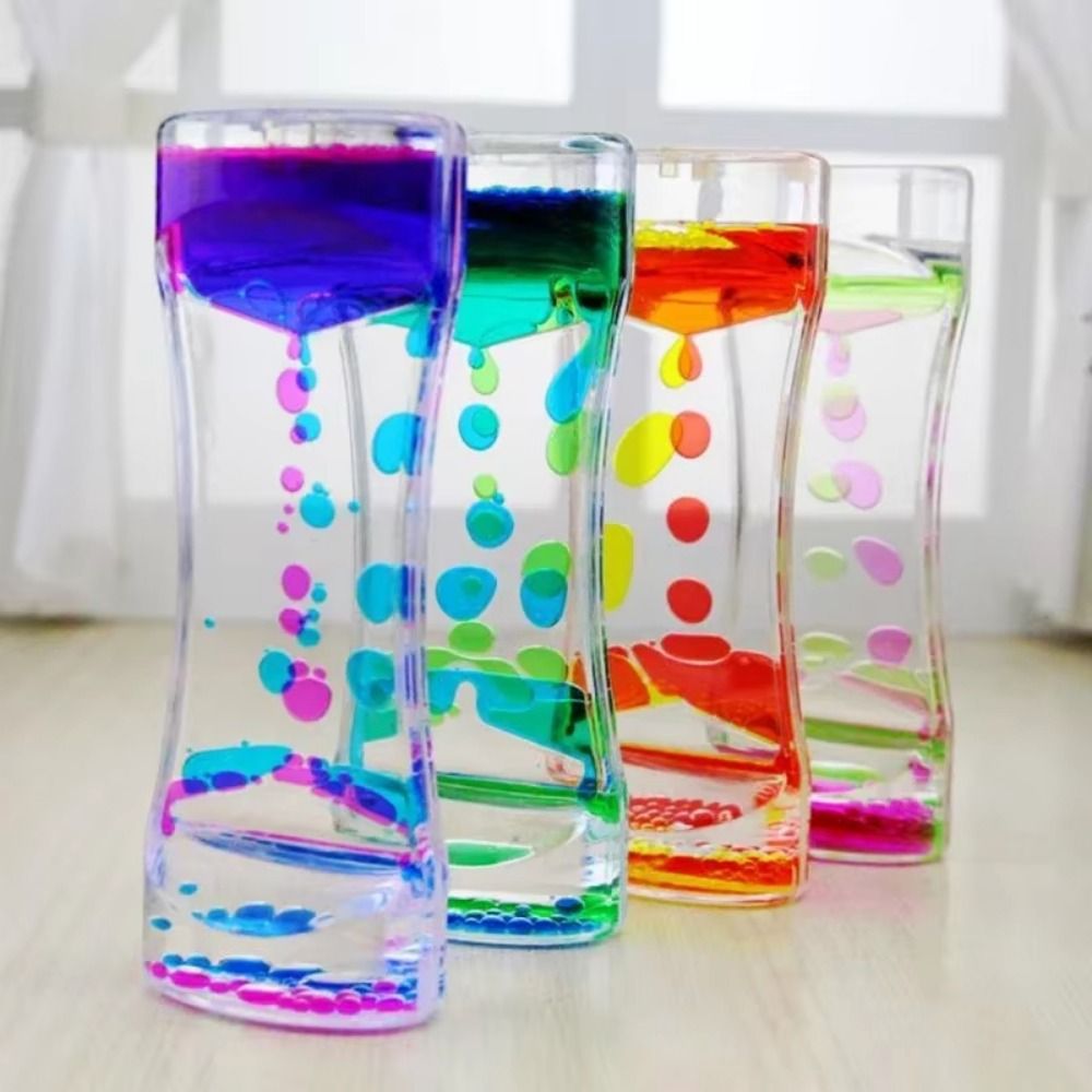 Fidget Toy Double Colors Oil Hourglass Timer Acrylic Creative Movement ...