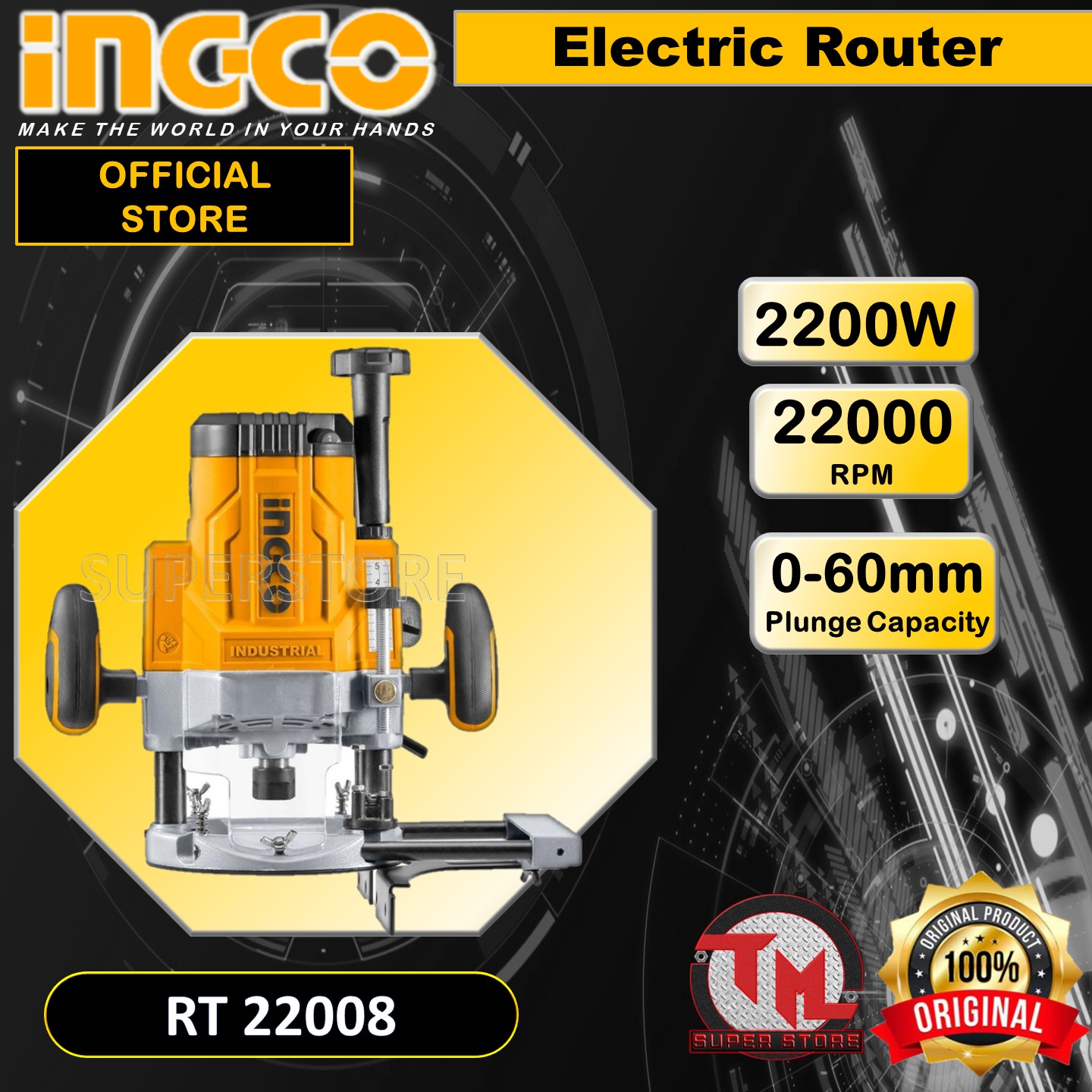 INGCO Electric Router RT 22008 • Tm ss | Lazada PH