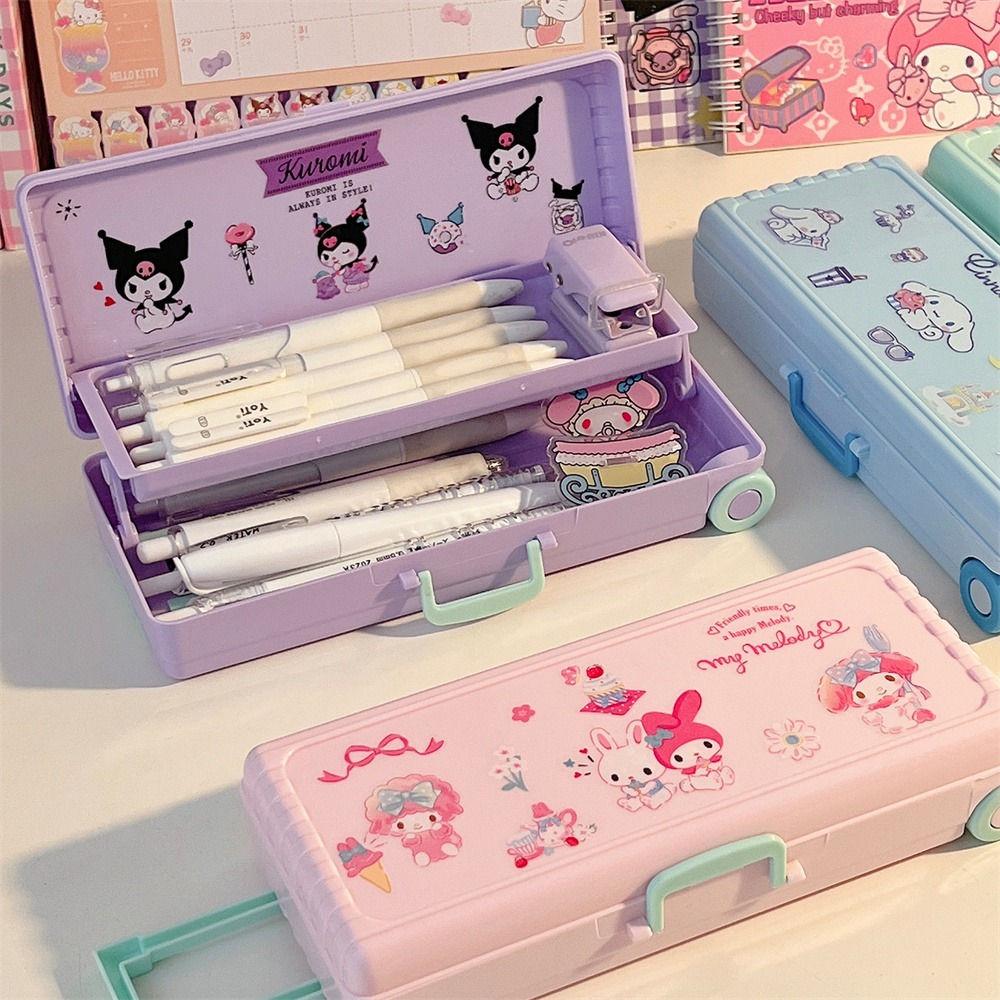 2pcsSanrio Pencil Case Double Layers Pencil Box Cute Pen Box Creativity ...