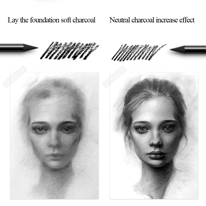 Maries Full CharcoalCarbon Pencils Non-wood Graphite Sticks Sketch ...